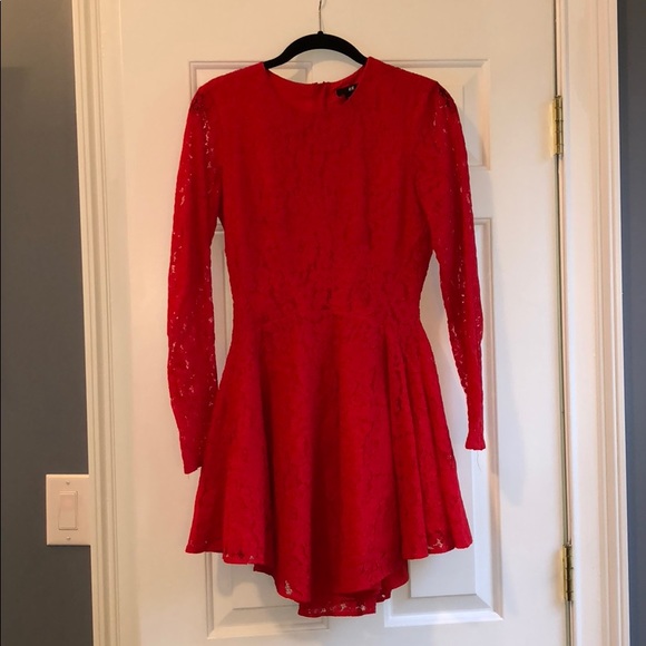 H&M | Dresses | Hm Red Lace Dress | Poshmark